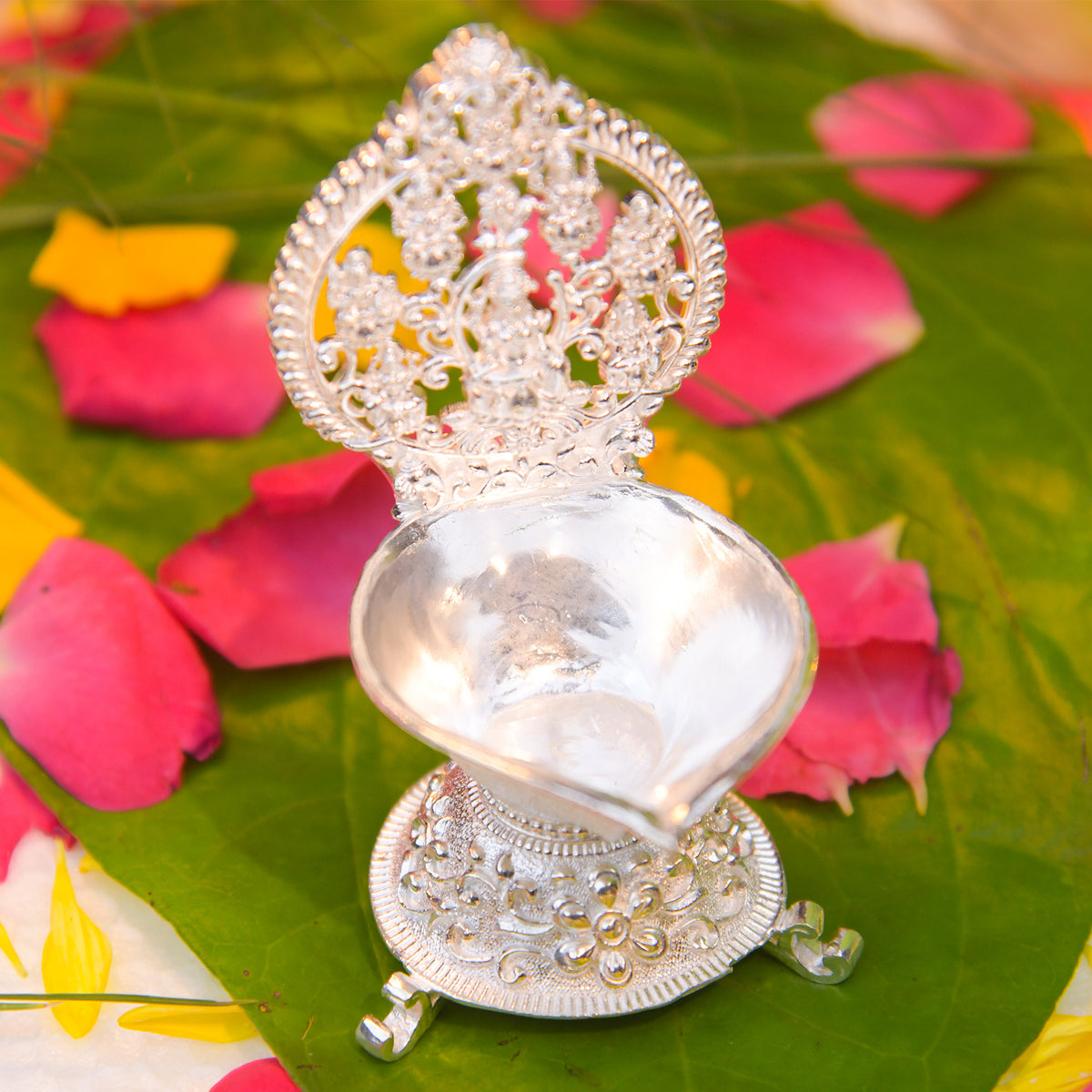 Silver Ashta Lakshmi lamp | Hodec